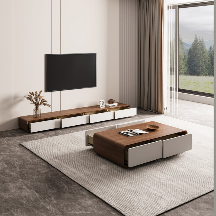 Marvene 78.74 TV Stand with 51.18 Coffee Table Set Fully Assembled Hokku Designs Color Black